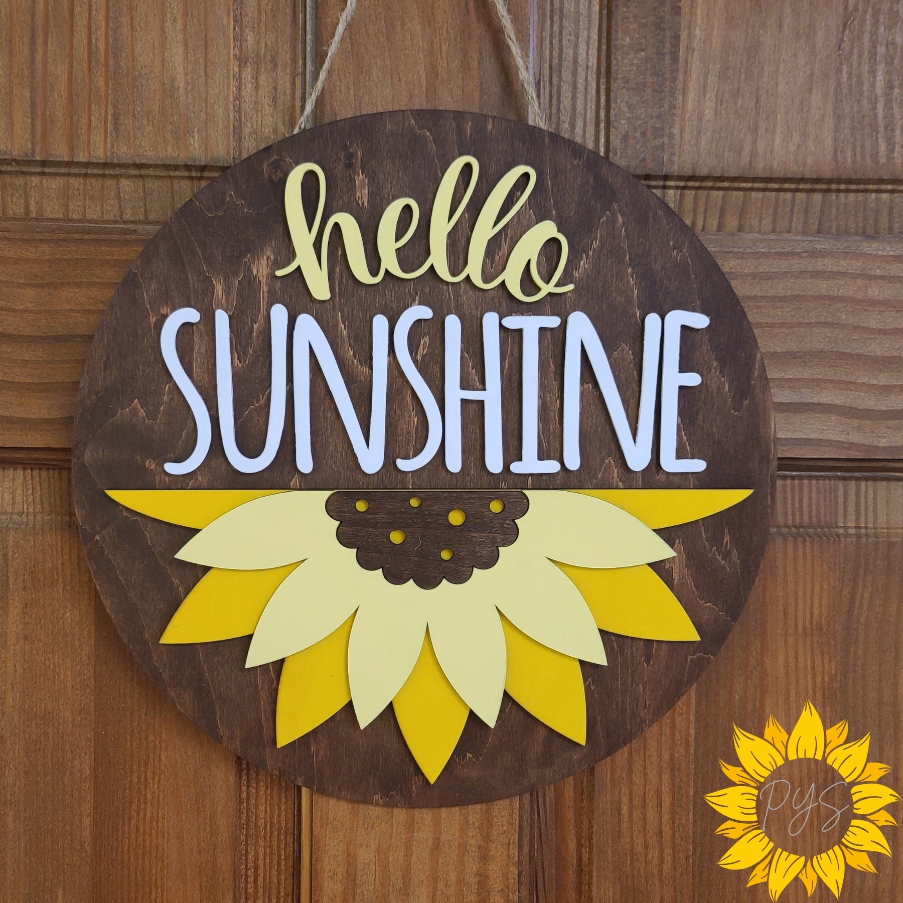 Hello Sunshine Door Sign | Sunflower Wood Door Hanger | Farmhouse ...