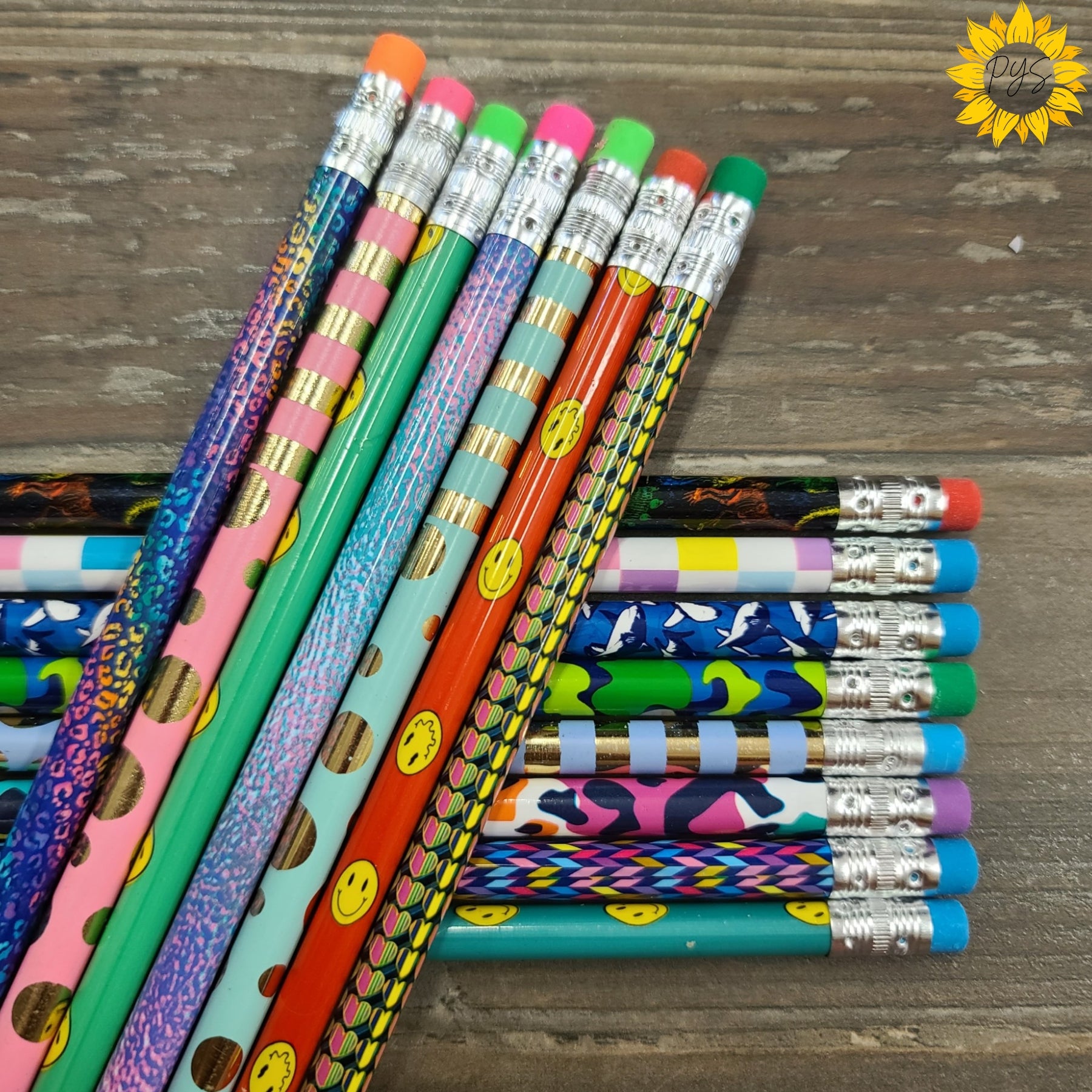 Personalized Pencils-Fun Designs (sets of 3) – Pick Your Sunshine
